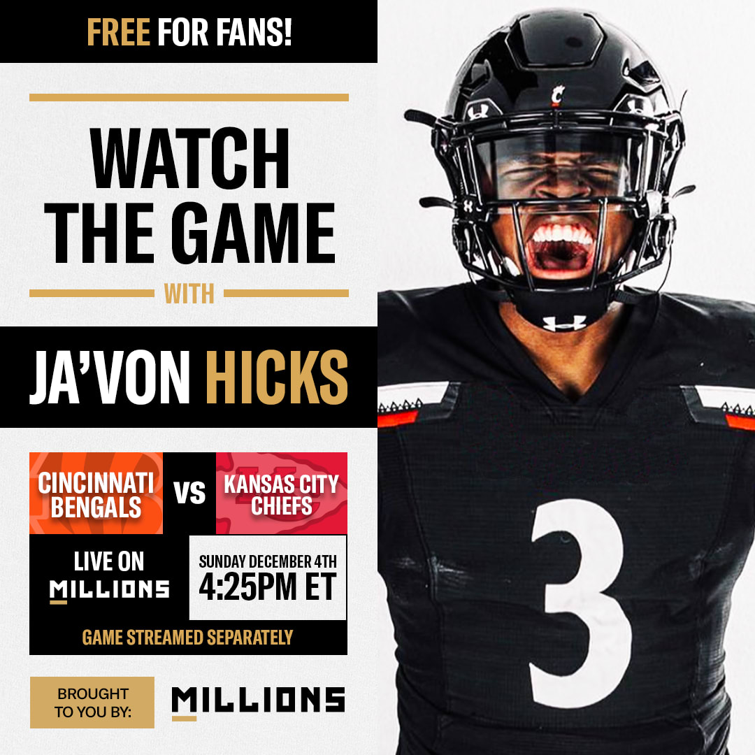 Ja'Von Hicks: Free WatchParty. Cincinnati Bengals vs. Kansas City ...