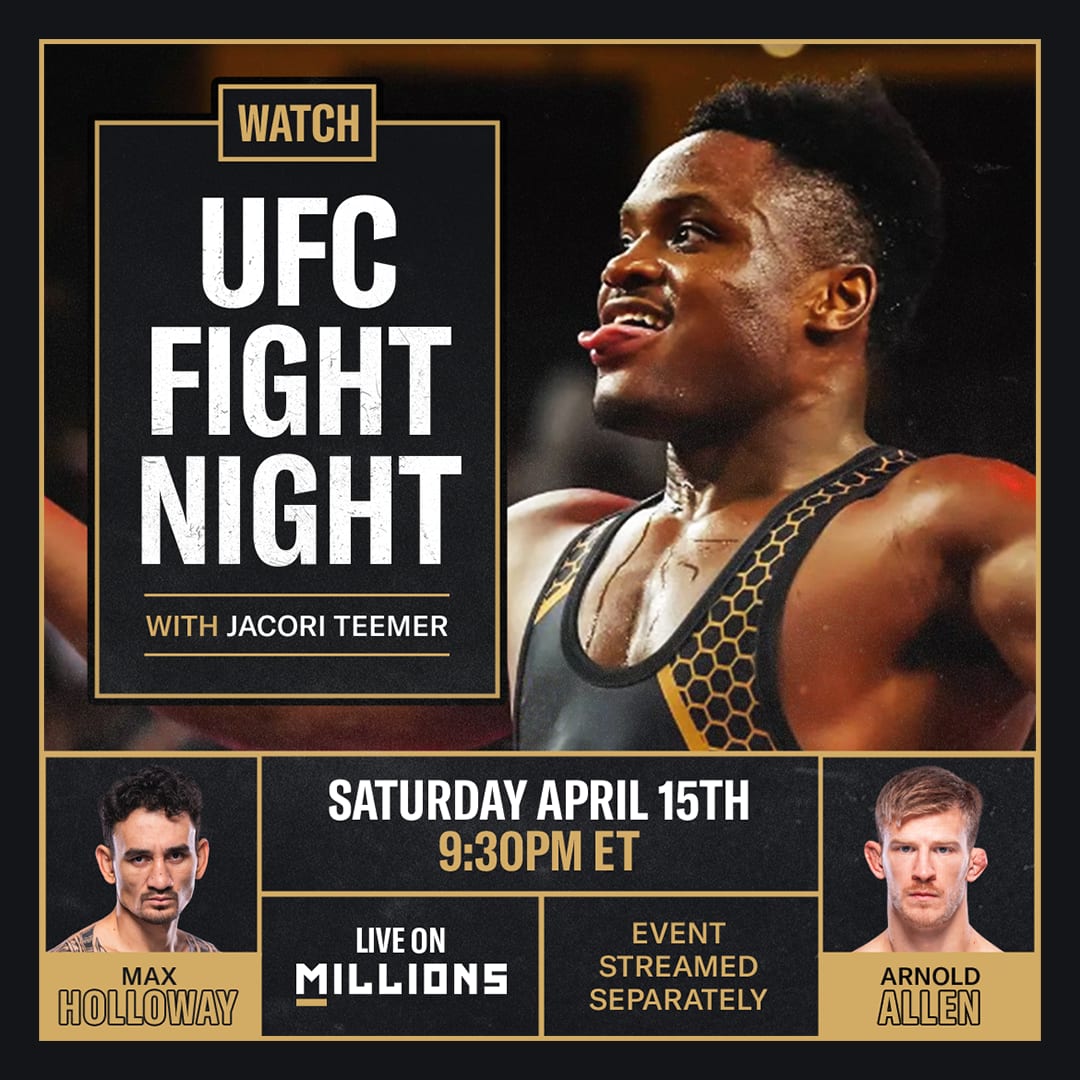 Jacori Teemer: FREE WatchParty. UFC Fight Night: Holloway vs. Allen ...